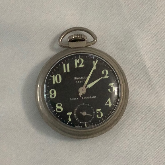 Westclox | Other | Westclox Scotty Black Dial Pocket Watch Vintage ...